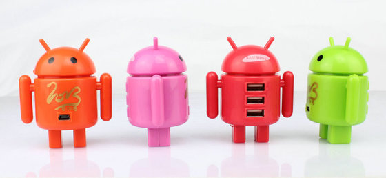 黄色/赤い/黒の Andriod のロボット ハブ/Usb は 3 つの USB 港が付いているハブ/Usb の無線ハブに動力を与えました