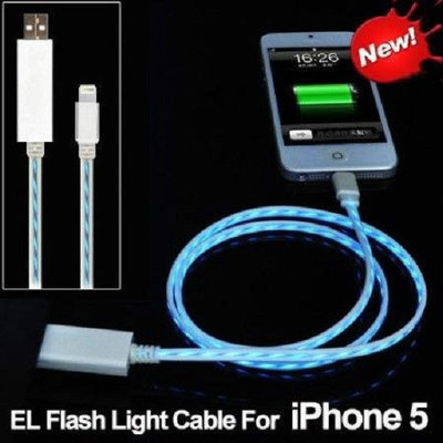 visible flowing EL led charging cable  for samsung galaxy s5 , White / Black / Pink