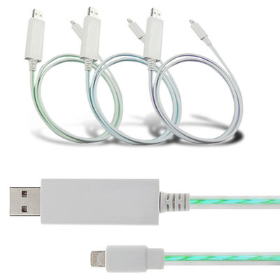 visible flowing EL led charging cable  for samsung galaxy s5 , White / Black / Pink