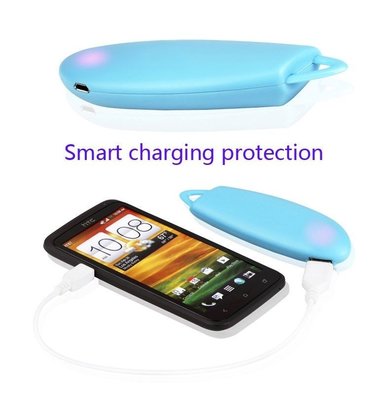 Smartphones keychain Mobile Power Bank 2600mah with Fish Shape , Yellow / Blue