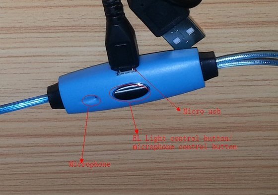Hi - Fi sound light up earphones waterproof Blue , green , orange for ipad