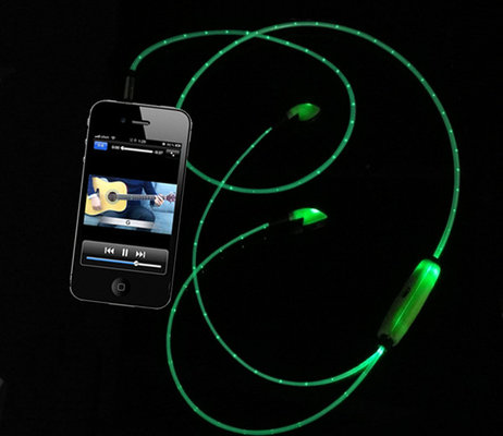 Blue led dynamic Light Up Earbuds hands free cool sport with Mic