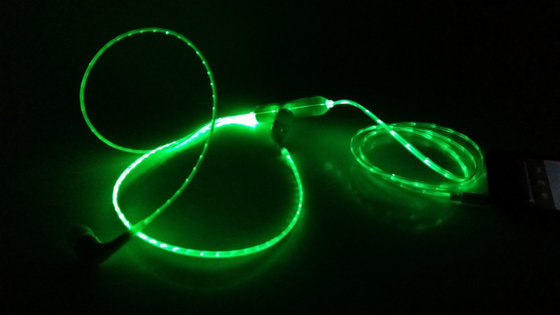 professional iphone 5 light up earphones with 110cm cable , red / Green / Pink