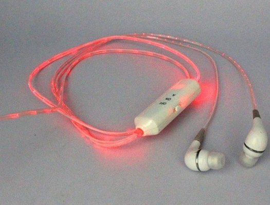 professional iphone 5 light up earphones with 110cm cable , red / Green / Pink