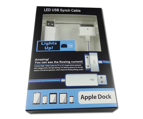 Visible waterproof LED Lightning Cable compatible charging cable for iphone 4