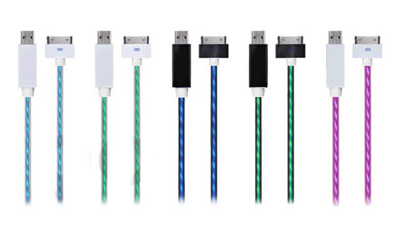 Green Sync LED Lightning Cable Lights Up USB Charger for iphone 5 / 5S / iTouch
