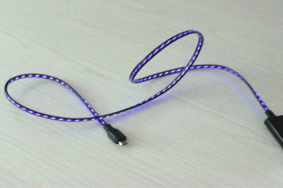 Glow long LED Lightning Cable Visible EL Flashing cable for mobile phone