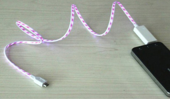 Glow long LED Lightning Cable Visible EL Flashing cable for mobile phone