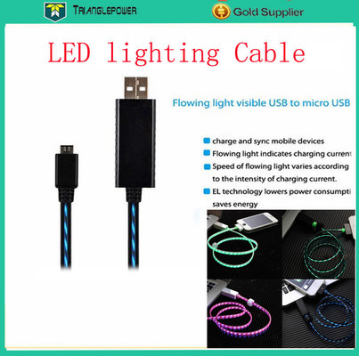 Glow long LED Lightning Cable Visible EL Flashing cable for mobile phone