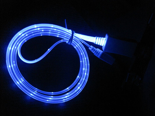 Micro retractable USB LED Lightning Cable for samsung , red / green / blue