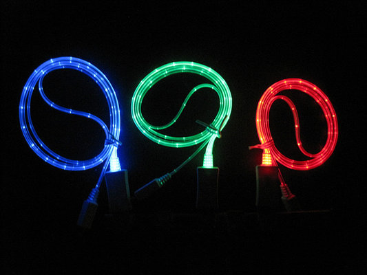 Micro retractable USB LED Lightning Cable for samsung , red / green / blue