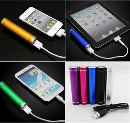 tube cylinder cell phone power bank 5600mah colorful metal mobile charger