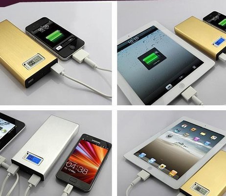 universal mobile power bank charger for smartphone , White / black