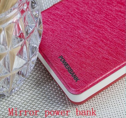 Women Mirror Dual USB Power Bank 10000mah red wallet mobile charger