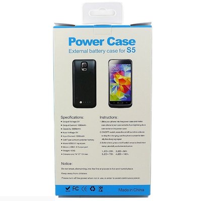 3800mah External Backup Case Battery Charger Flip Cover Case for Samsung Galaxy S5