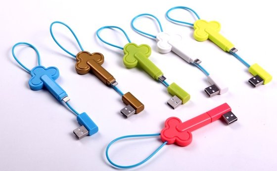 Retractable long USB Charger Cable for blackberry , blue / white / yellow