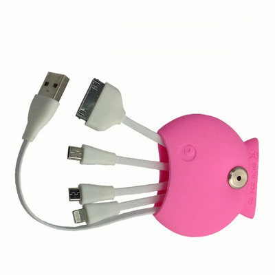 silica gel , TPE flat usb phone charger cable electronics with Fish Shape