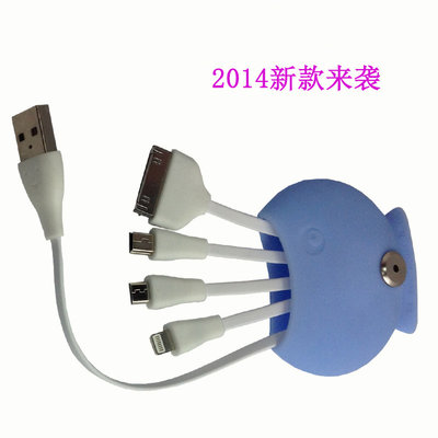 silica gel , TPE flat usb phone charger cable electronics with Fish Shape