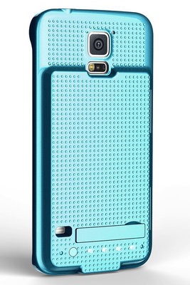 filp stand External Battery Case for Samsung Galaxy S5 , Golden / blue