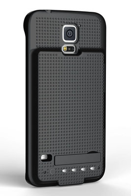 filp stand External Battery Case for Samsung Galaxy S5 , Golden / blue