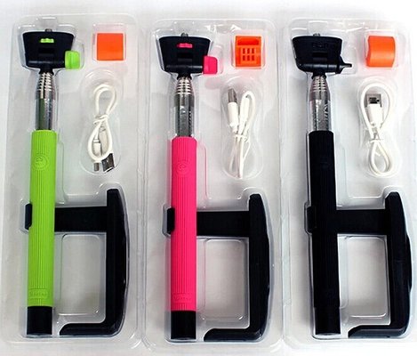 Handheld Selfie Bluetooth cell phone holder for monopod , Autodyne