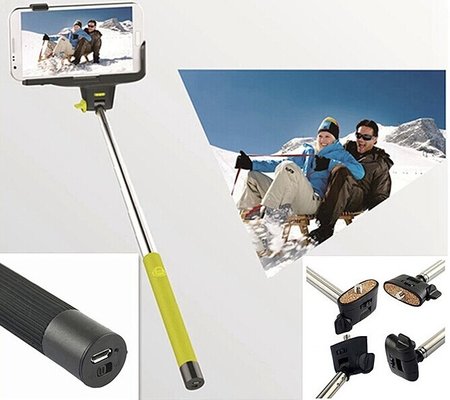 Handheld Selfie Bluetooth cell phone holder for monopod , Autodyne