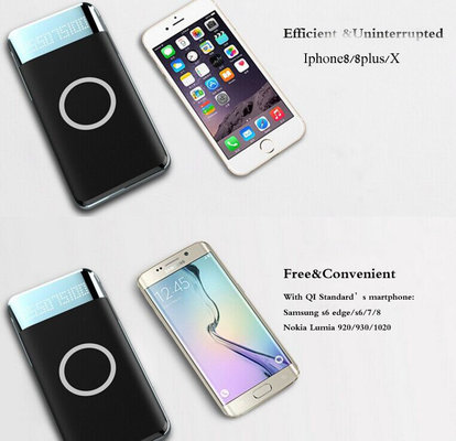 2018 New PC+ABC+ Electroplate Wireless Charger 10000 mAh  Polymer Power Bank