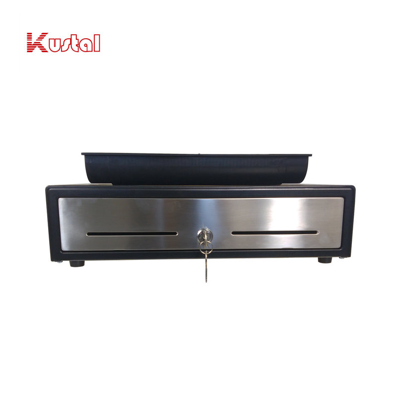 Black Classic Metal ABS Pos 12V  RJ12 Roller Cash Drawer With Stainless Panel