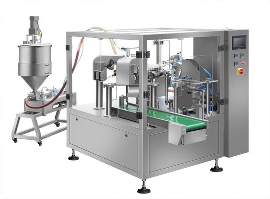 Easy Operation Rotary Pouch Packing Machine SUS304 Material For Liquid Paste