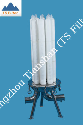 30inch / 0.45micron Single cage Liquid Filter Cartridge with Larger filtration area / PP or Glassfiber membrane