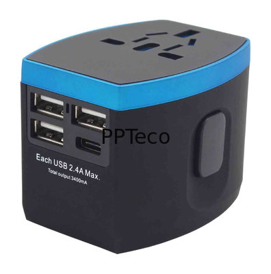 World Universal Travel Adapter with 3 USB US UK EU AU Worldwide Travel Adapter