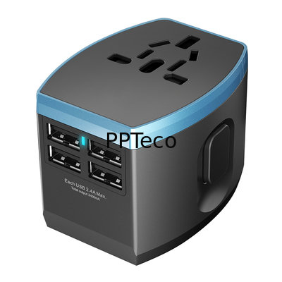All in One Universal Power Socket International Worldwide Travel Adapter with 4 USB