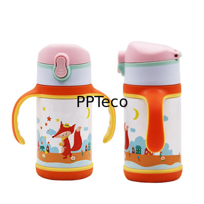 kids insulate vacuum stainless steel drink water bottle with straw