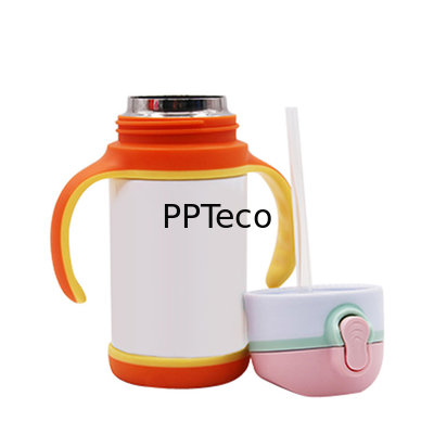 kids insulate vacuum stainless steel drink water bottle with straw