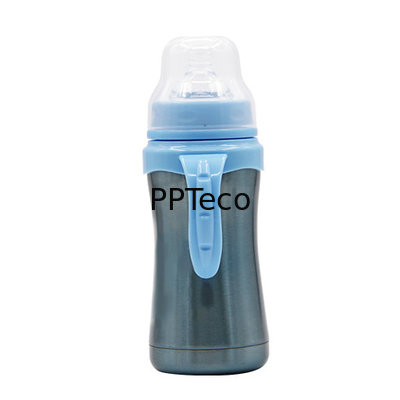 240ml BPA free stainless steel baby feeding bottle with silicon nipple