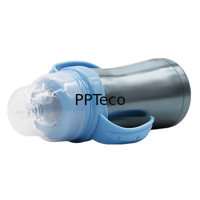 240ml BPA free stainless steel baby feeding bottle with silicon nipple