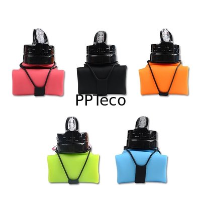 BPA Free Silicone Foldable Collapsible Drinking Bottle with Straw Lid