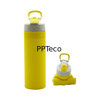 Customized promotional multi-colors outdoor silicone material collapsible foldable water bottle