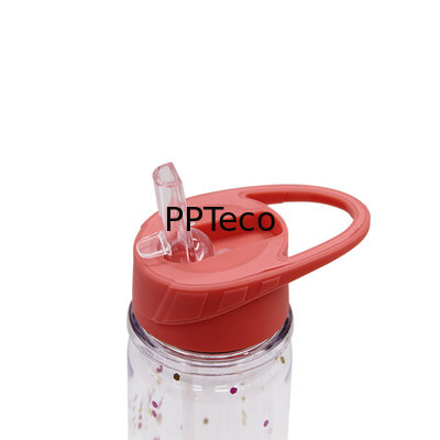 SGS FDA Sport Custom Color 550ML Double Wall BPA Free Glitter Plastic drinking Water Bottle with straw