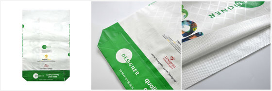 Durable Block Bottom PP Woven Sack Bags Open Mouth For Grass Seed Packaging