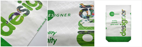 Durable Block Bottom PP Woven Sack Bags Open Mouth For Grass Seed Packaging
