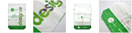 Durable Block Bottom PP Woven Sack Bags Open Mouth For Grass Seed Packaging