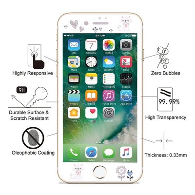 2.5D Scratch Proof Colored Screen Protector IPhone 6/7/8 HD 0.26mm/0.33mm Thickness