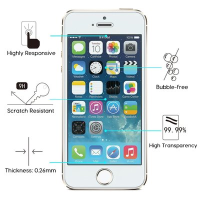 9H Hardness IPhone Tempered Glass Screen Protector Anti Scratch HD Retina Clarity