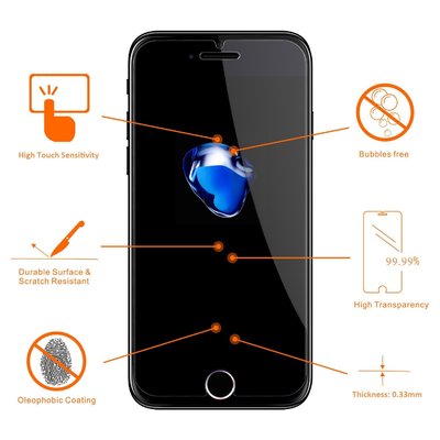 3D Full Cover Tempered Glass Screen Protector , Apple Iphone 7 Screen Protector