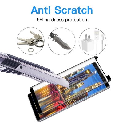 Anti Smudge Note 8 Curved Screen Protector , 9H Hardness Tempered Glass Screen Protector