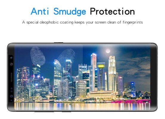 Anti Smudge Note 8 Curved Screen Protector , 9H Hardness Tempered Glass Screen Protector