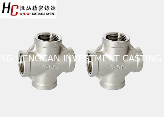 stainless steel 316 lost wax casted 6" threaded pipe tube crosse fittings