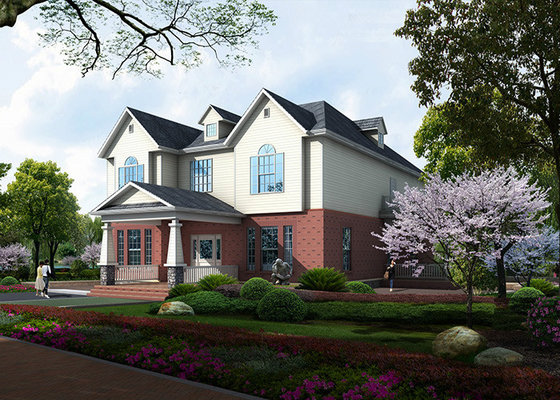 Wind Resistance Green Prefab Houses , Modern Green Prefab Homes Galvanized Steel Square Tube