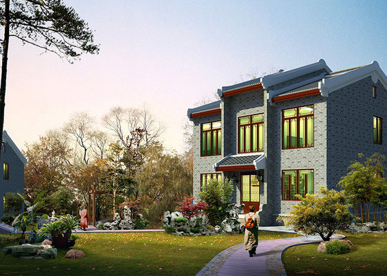 Luxury   Prefabricated  Light Steel Villa With Car Garage Bedroom Kitchen